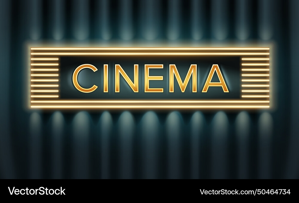 Illuminated cinema signboard Royalty Free Vector Image