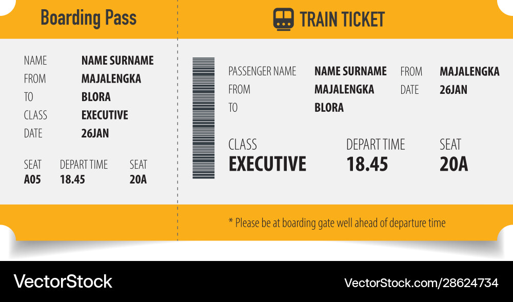 Kreatives Zugticket Konzept modern Lizenzfreies Vektorbild