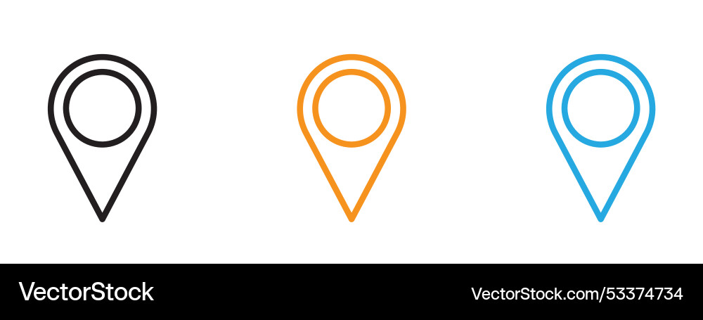 Map marker icon thin line set Royalty Free Vector Image