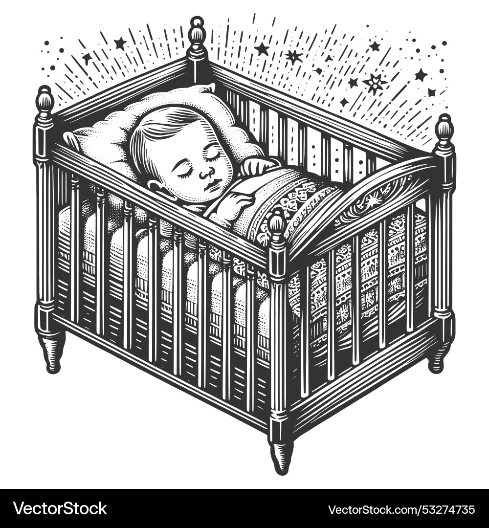 Baby sleeping in crib Royalty Free Vector Image