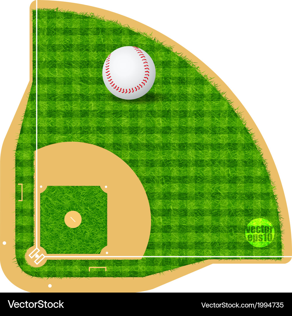 Baseball field with real grass textured Royalty Free Vector