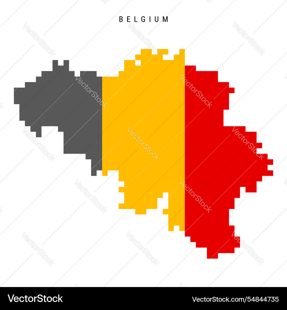 Belgium pixel flag map icon flat Royalty Free Vector Image