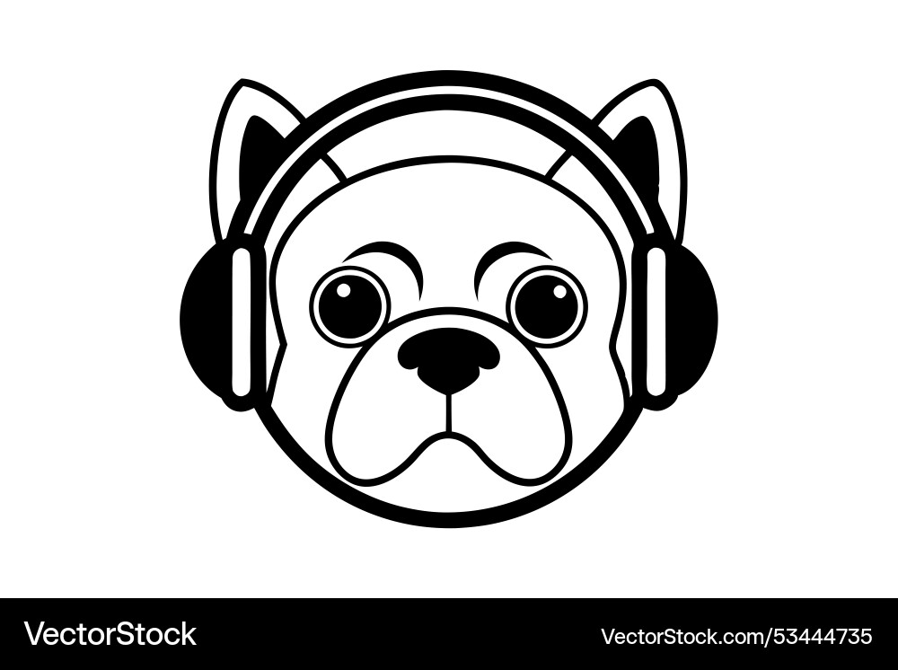 Bulldog with headphone logo design Royalty Free Vector Image