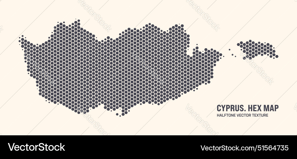Cyprus map hexagonal half tone pattern isolated Vector Image
