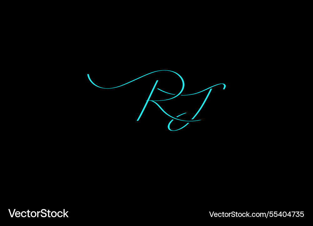 Elegant calligraphy of cursive rj logo Royalty Free Vector