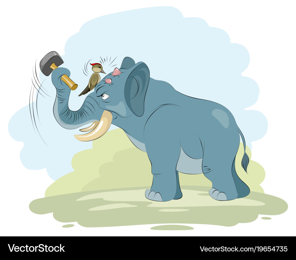 Funny Animal Scene with Bird Royalty Free Vector Image