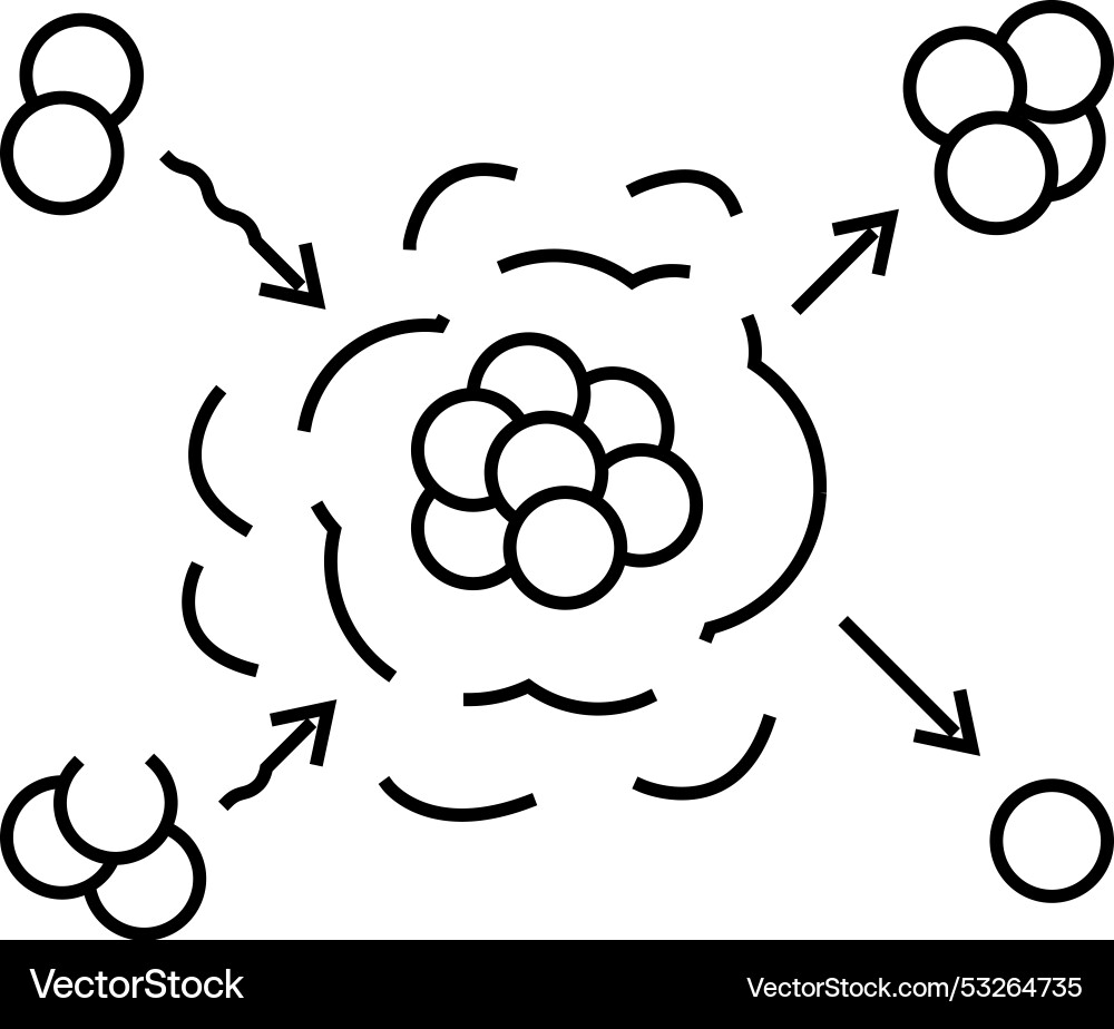 Fusion nuclear energy line icon Royalty Free Vector Image