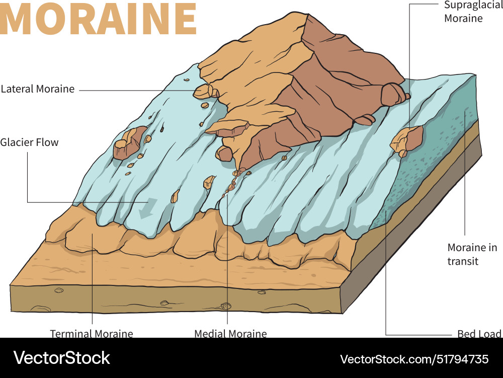 Moraine diagram Royalty Free Vector Image - VectorStock