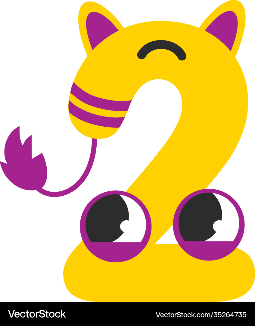 Number two cute monster funny fantasy alien Vector Image