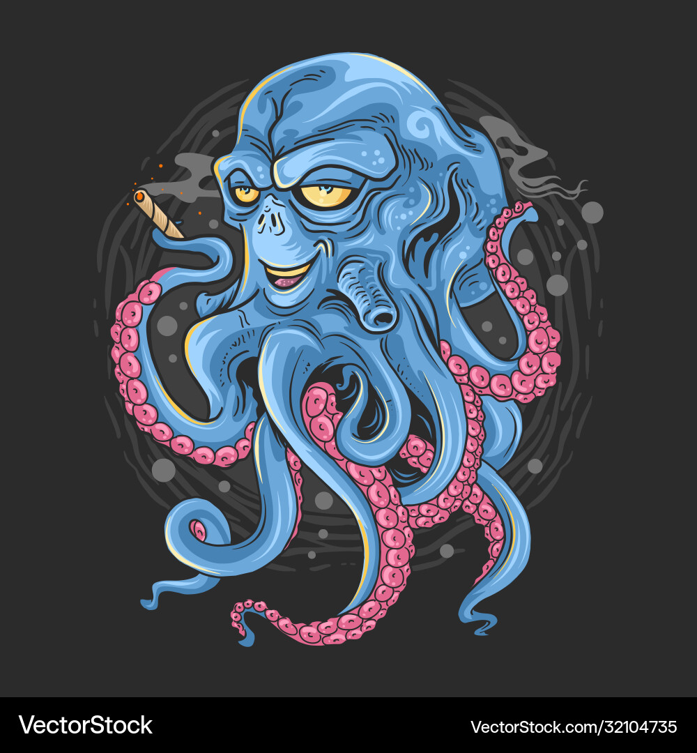 Octopus mit fremdem Gesicht und Tenacles Monster Vektorbild
