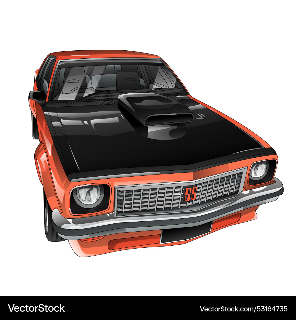 Orange drag racing car with black strip Royalty Free Vector
