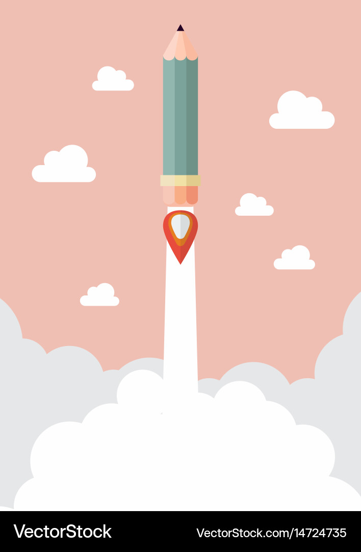 Pencil rocket launch Royalty Free Vector Image