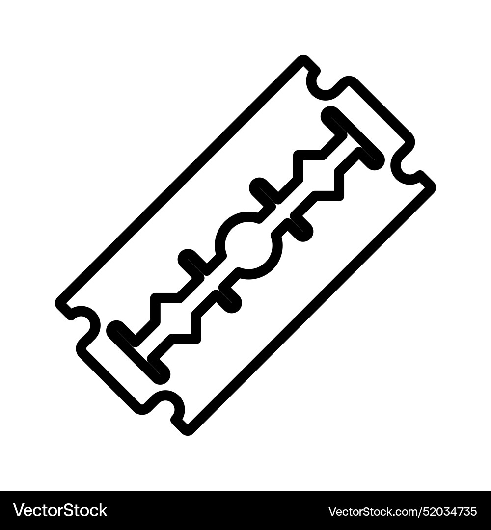 Razor blade linear logo mark in black and white Vector Image