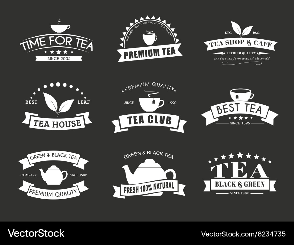 Set von Tee-Logos mit Bändern Lizenzfreies Vektorbild