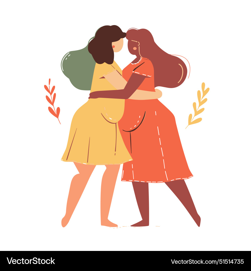 Two women hugging affectionately intimate moment Vector Image