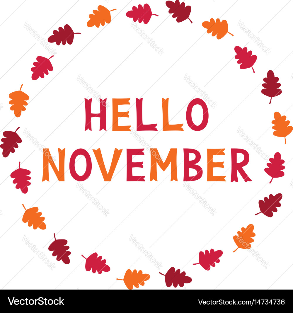 Autumn Leaves November Card Royalty Free Vector Image
