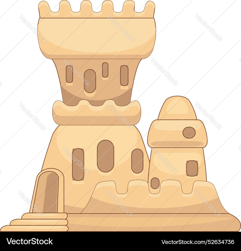 Big sandcastle standing on a beach sunny Vector Image