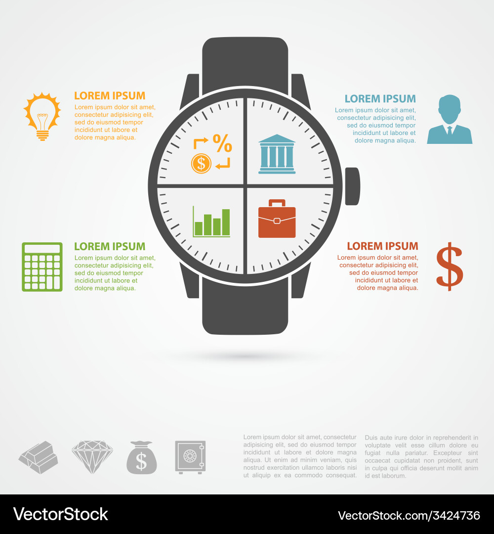 Clock Time Management Infographic Royalty Free Vector Image