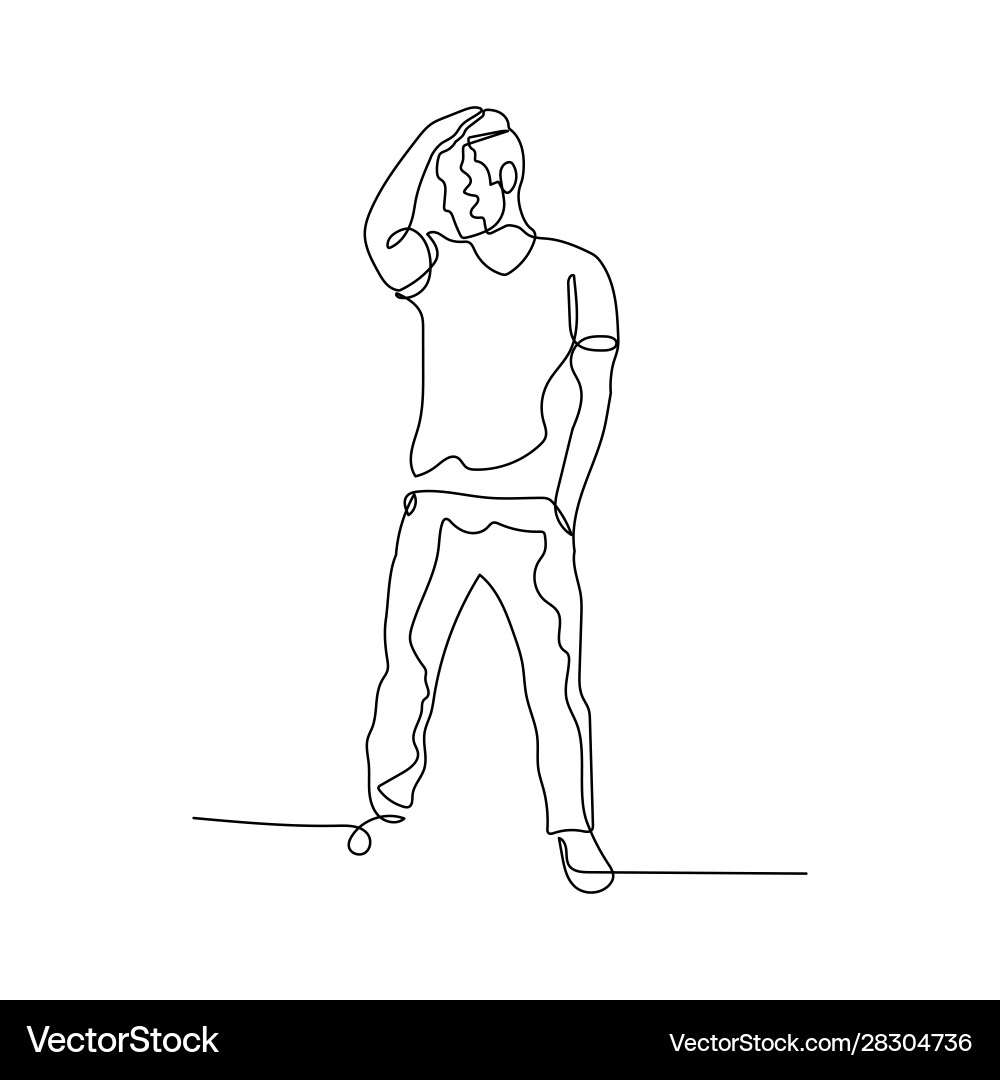 Continuous one line man combing his hair Vector Image