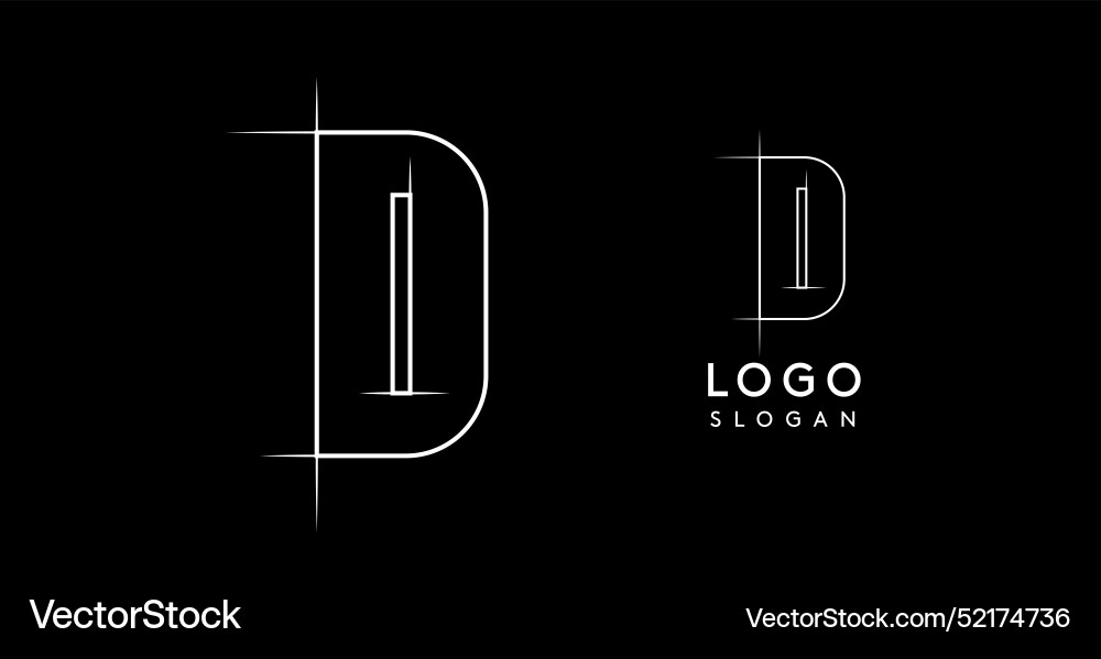 Letter d pencil drawn architectural blueprint Vector Image