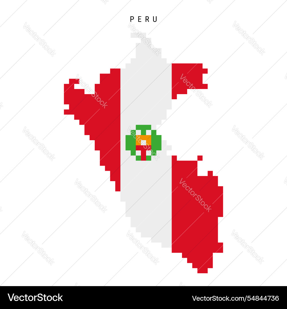 Peru pixel flag map icon flat Royalty Free Vector Image