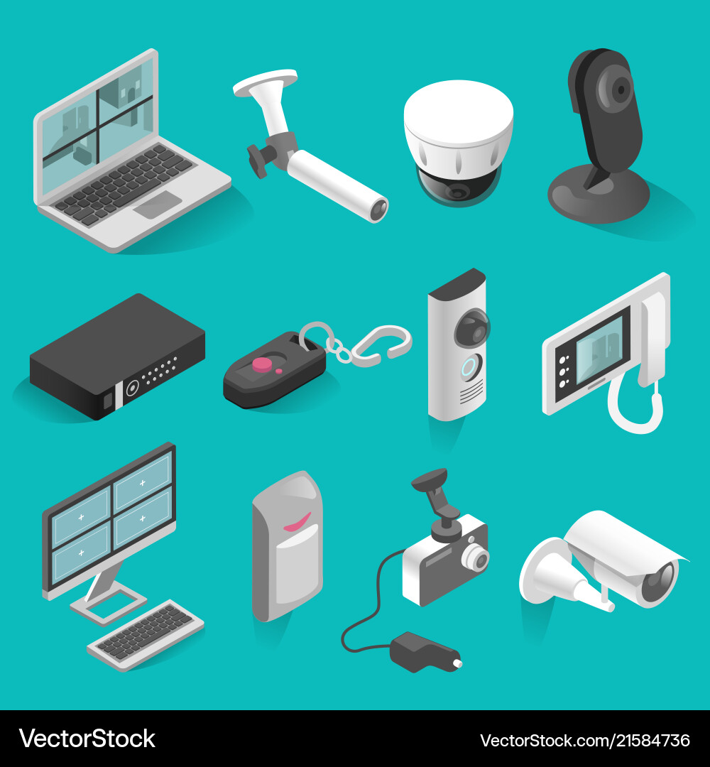 Security System Isometric Icons Royalty Free Vector Image