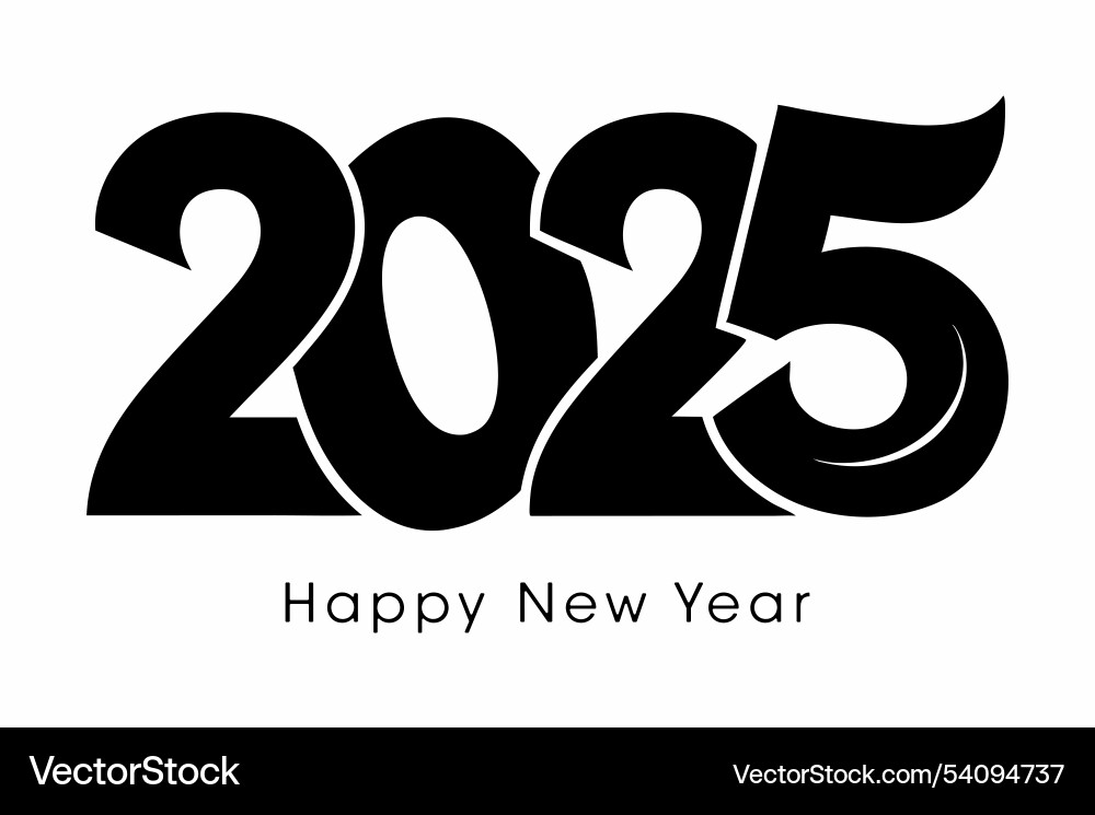 2025 happy new year bold typography modern Vector Image