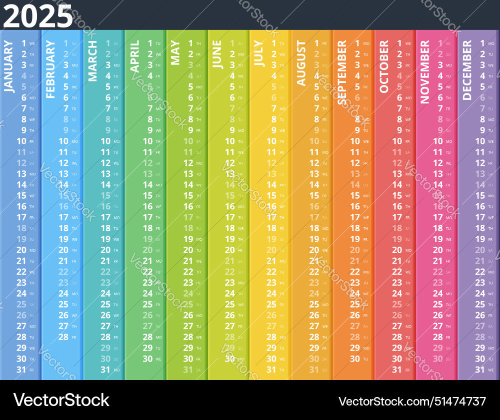 Calendar vertical planner date calender Royalty Free Vector