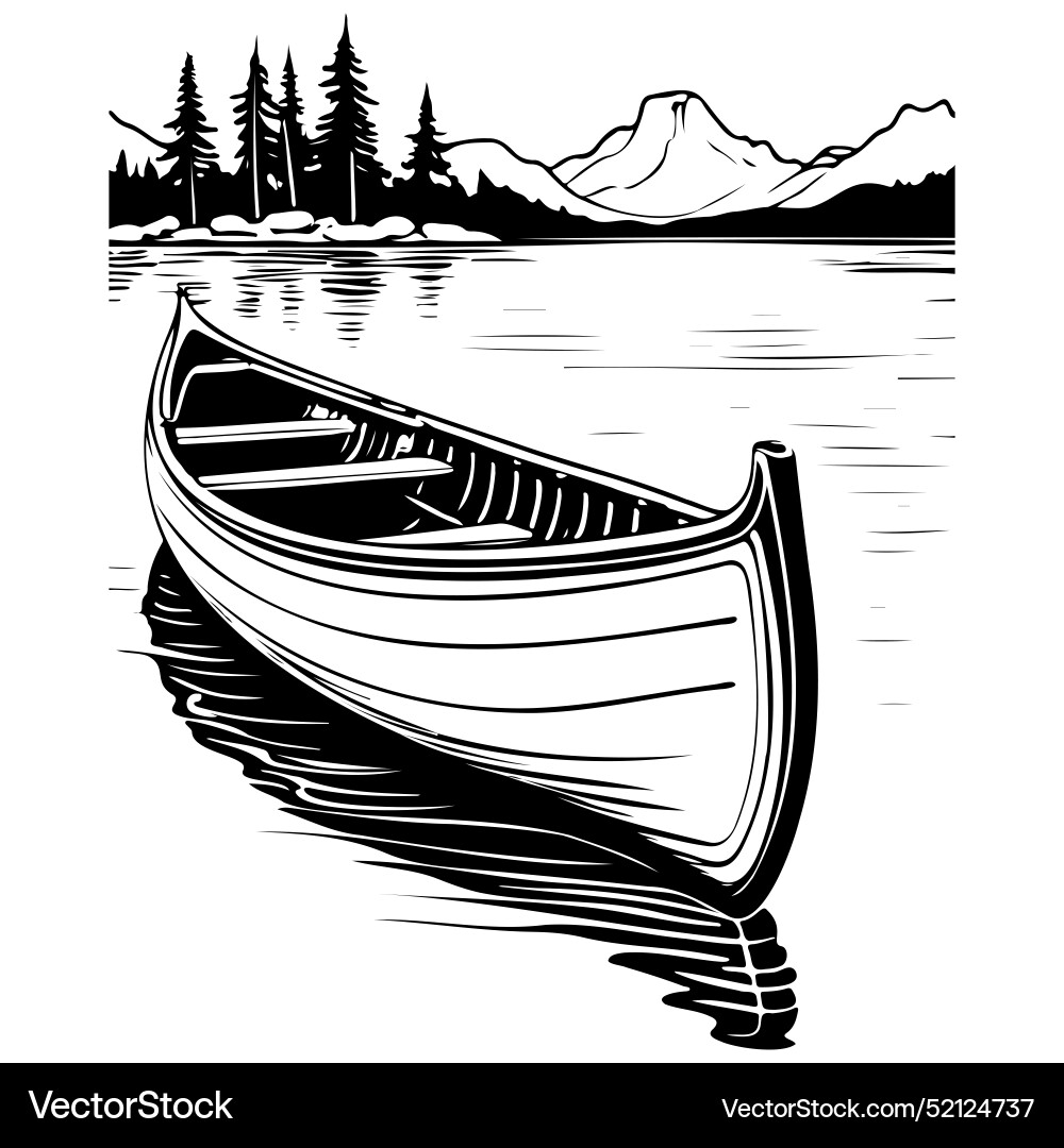 Canoe drawing vintage line image Royalty Free Vector Image