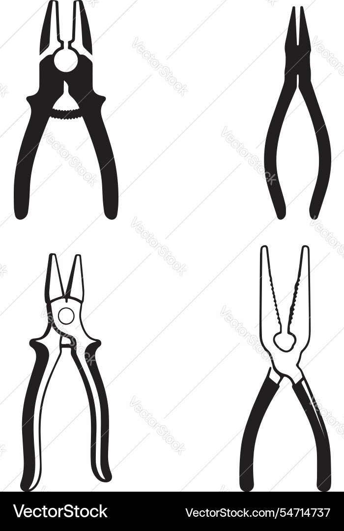 Different types of pliers Royalty Free Vector Image