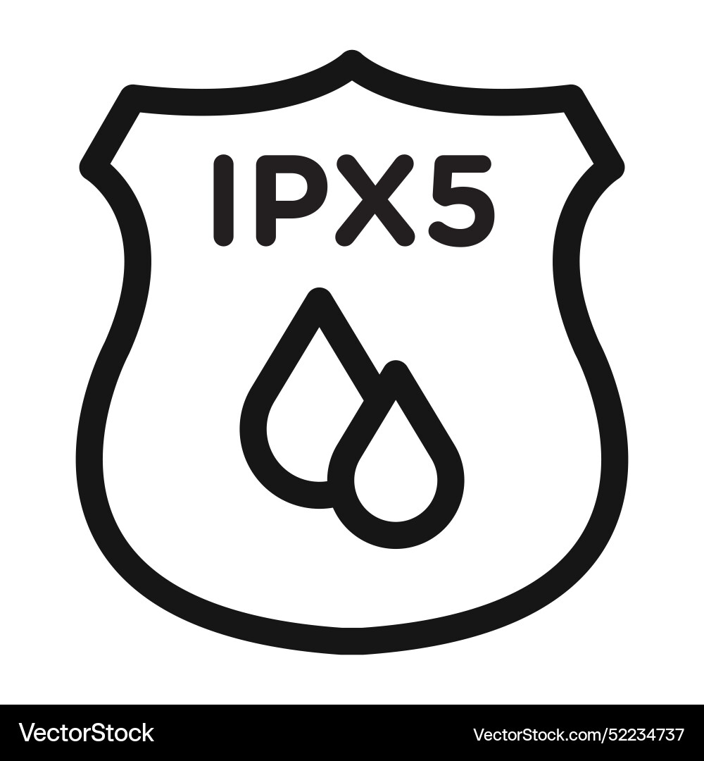 Ipx5 waterproof icon black line art logo Vector Image