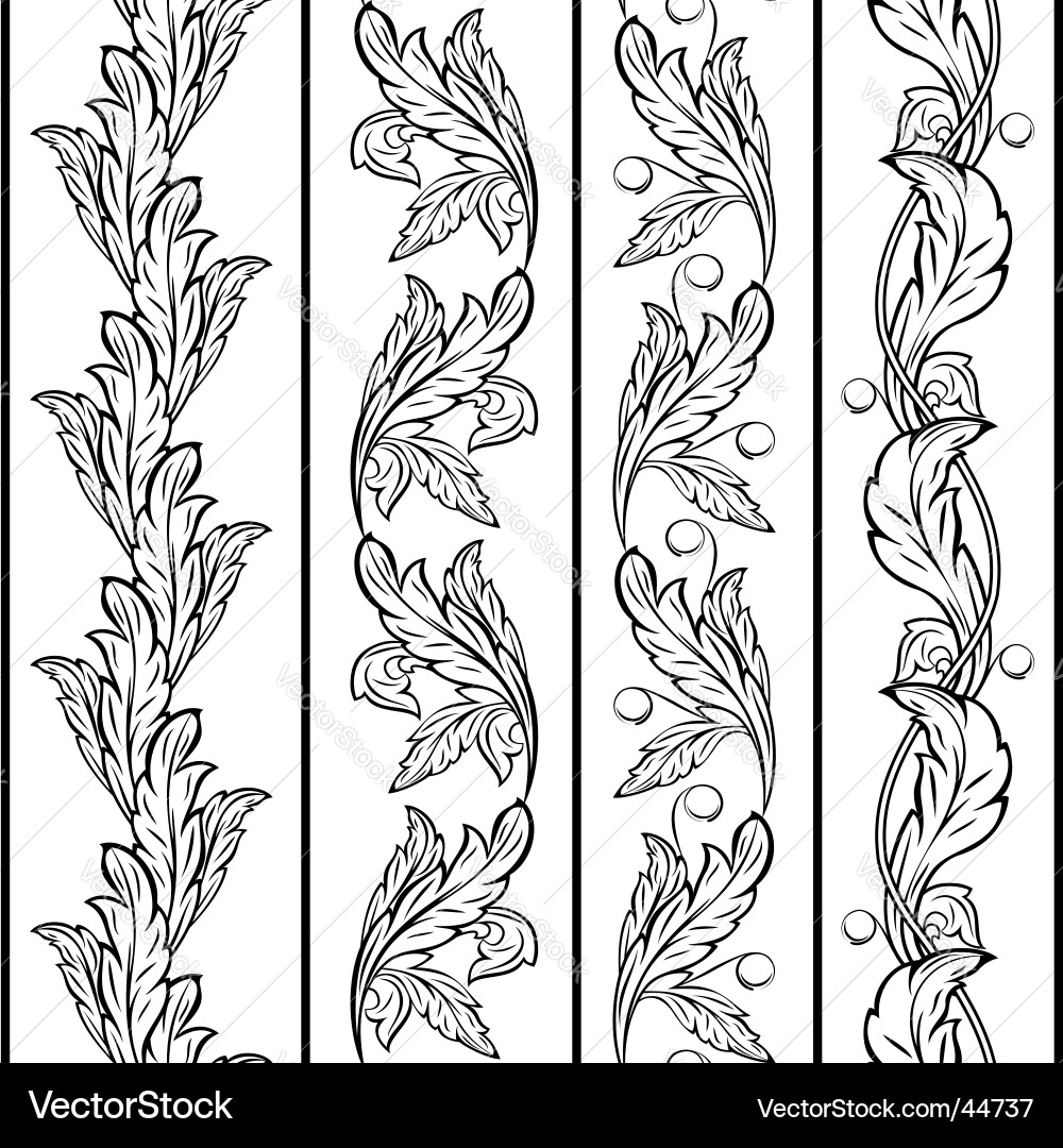 Ornate Black and White Borders Royalty Free Vector Image