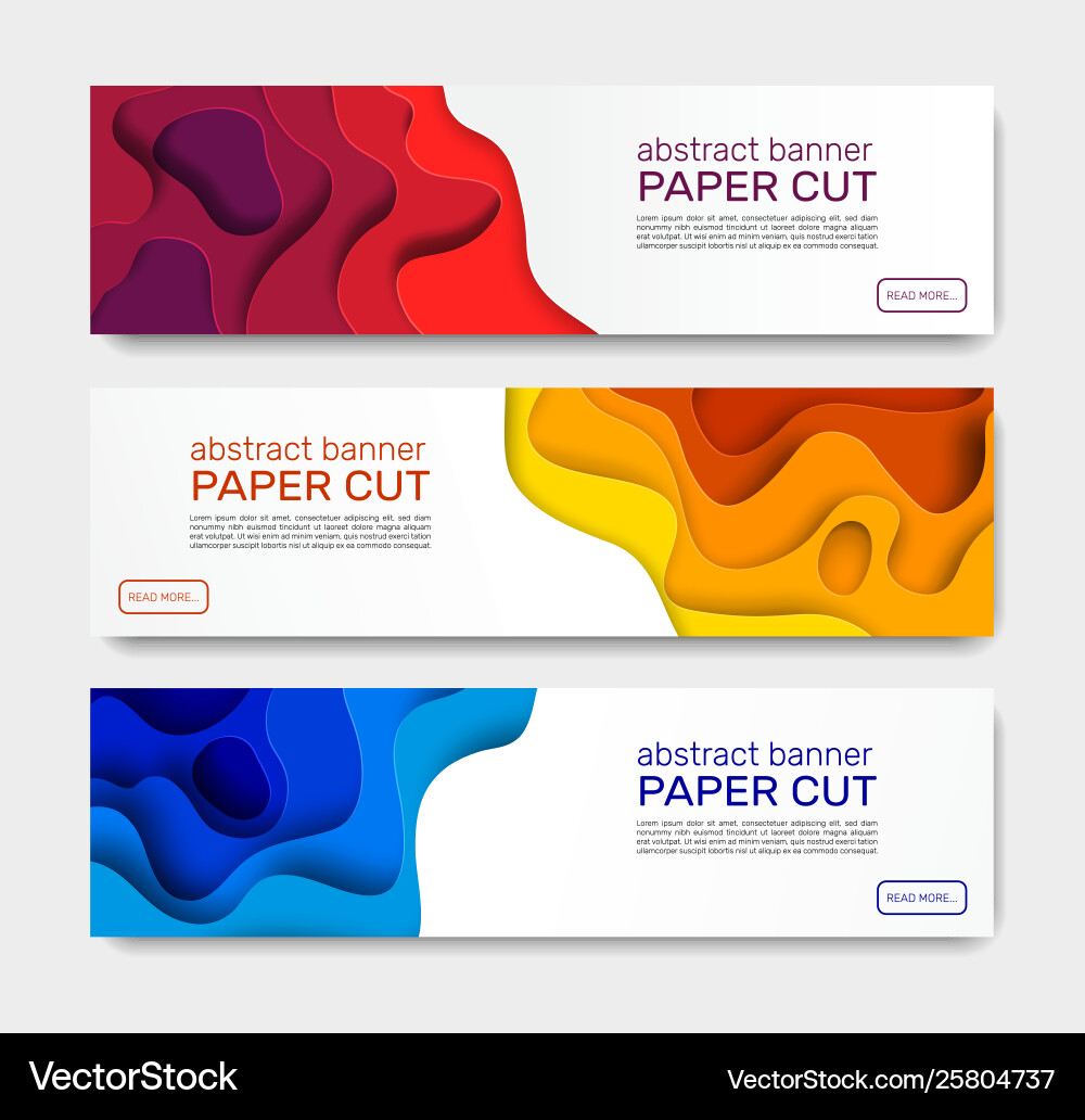 Paper cut banners abstract shapes curved Vector Image