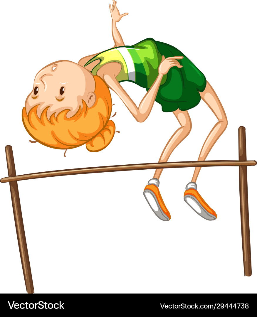 Athlete doing high jump on white background Vector Image