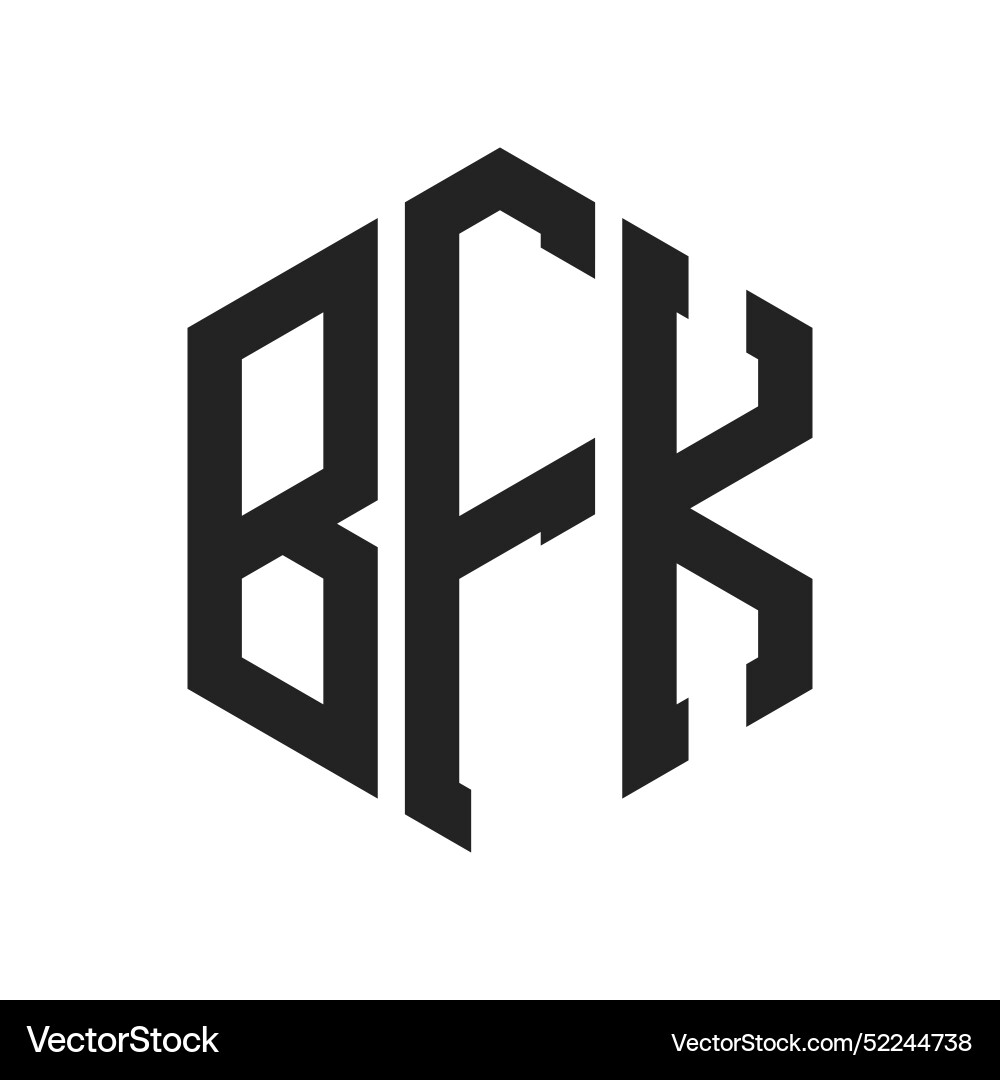 Bfk logo design initial letter monogram Royalty Free Vector