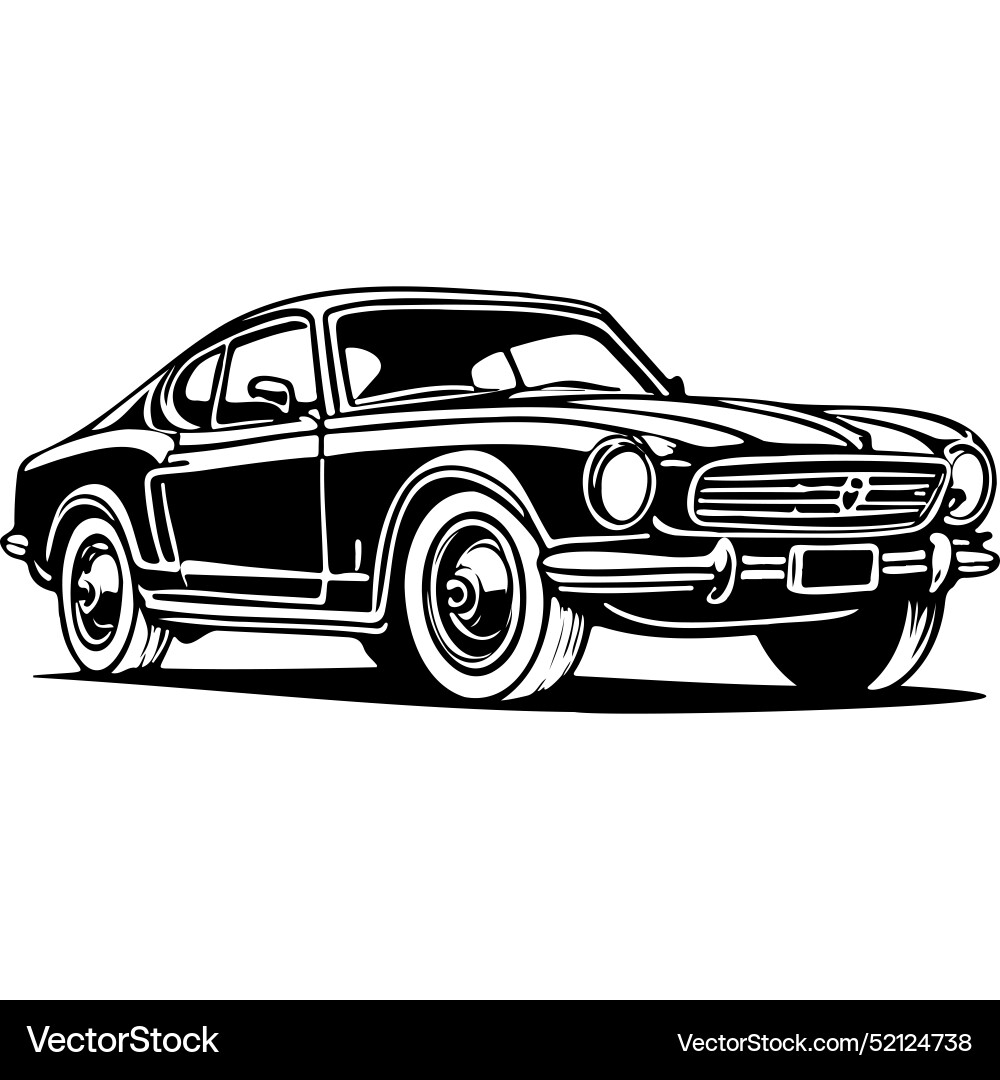 Car drawing black line isolated Royalty Free Vector Image