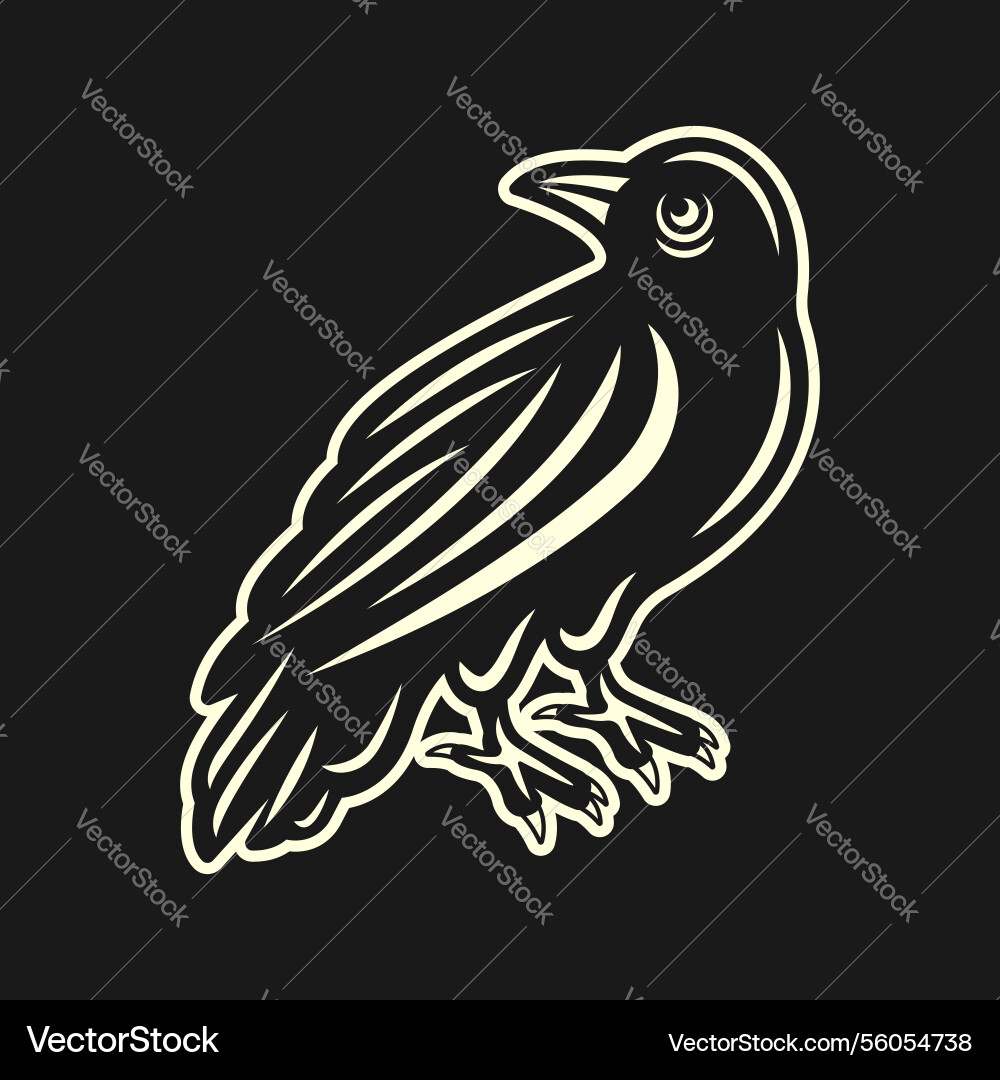 Crow tattoo in light style on Royalty Free Vector Image