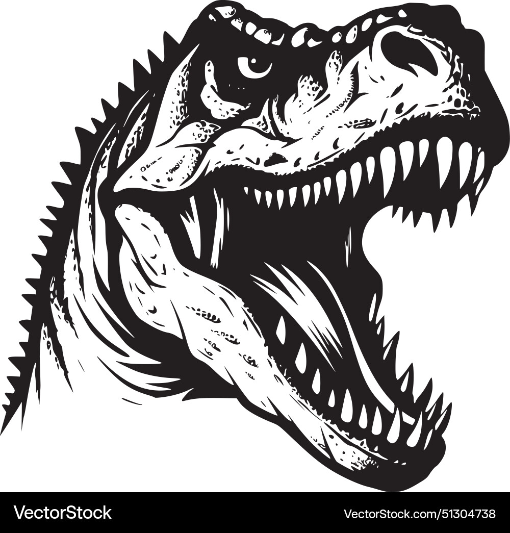Dinosaur - black and white Royalty Free Vector Image