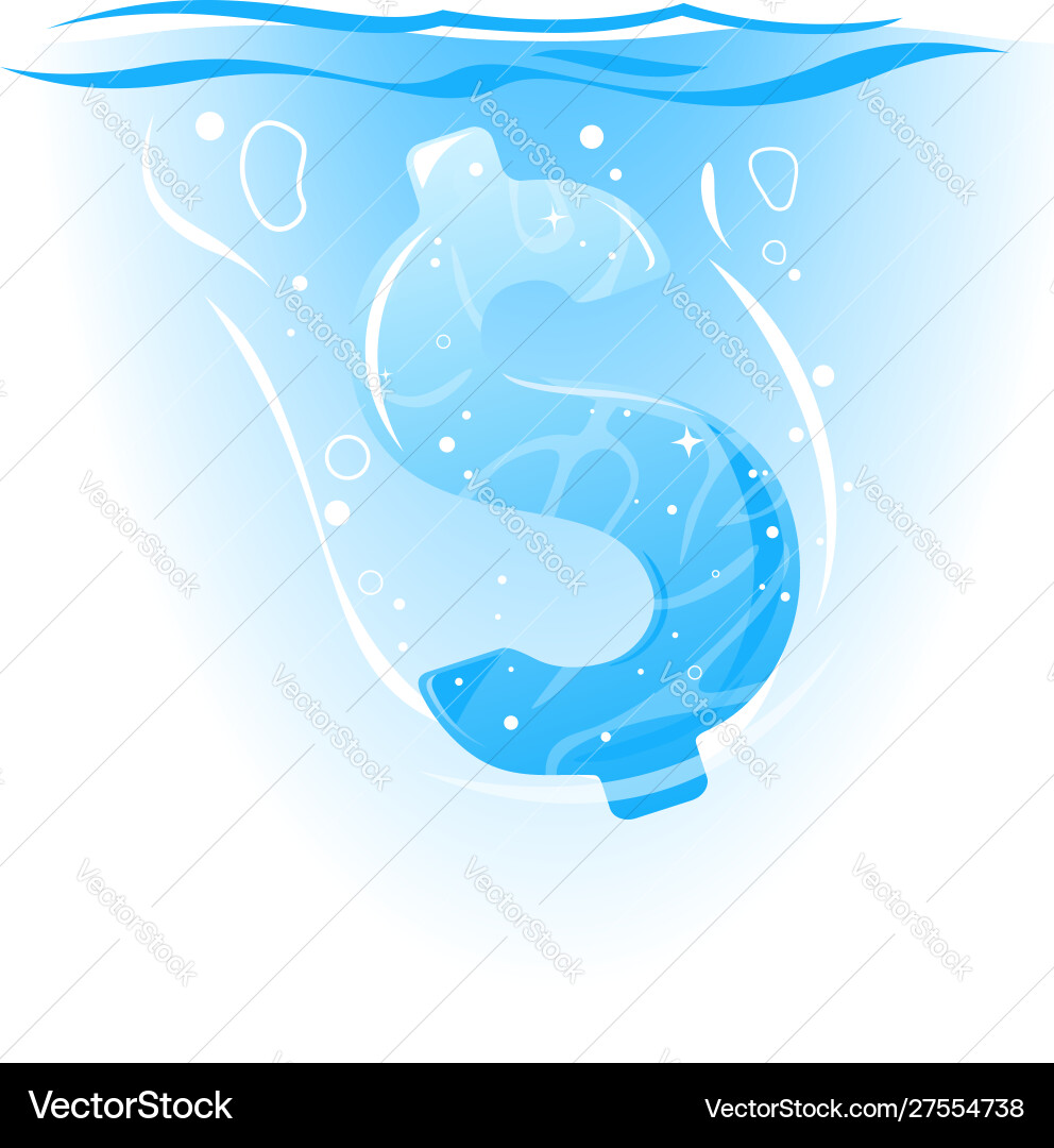 Dollar sign falling in water Royalty Free Vector Image