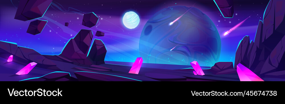 Fantasy landscape of alien planet surface Vector Image