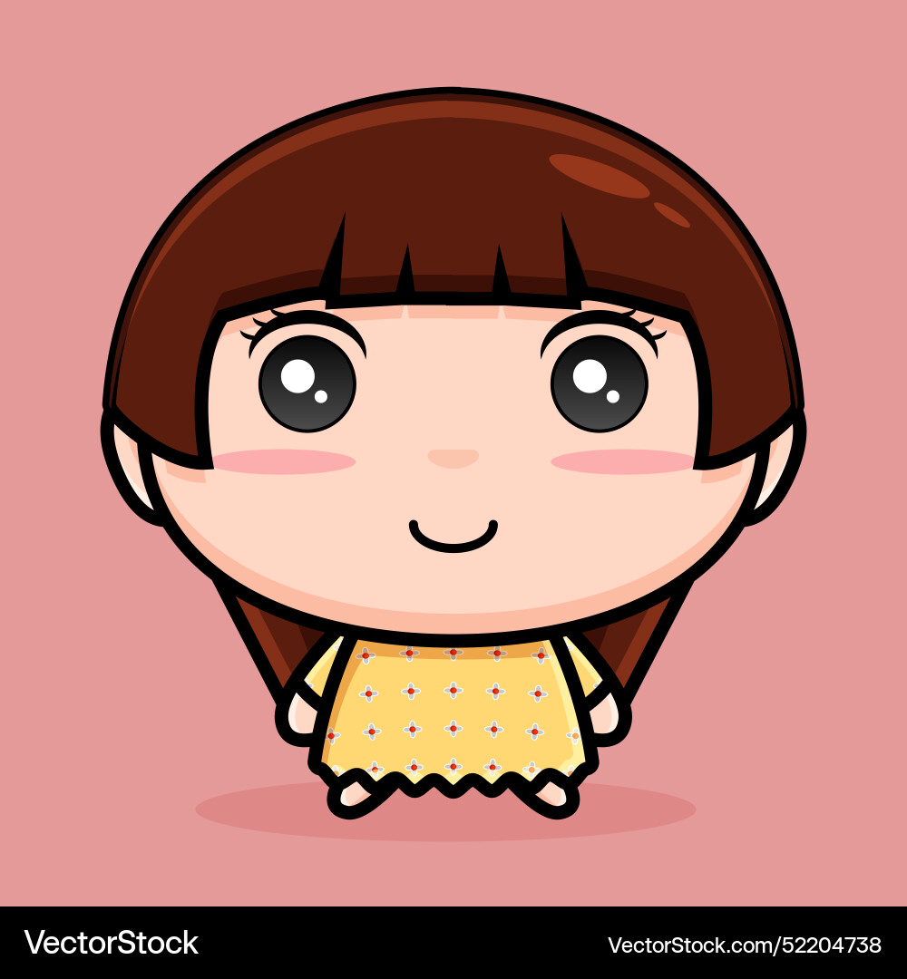 Girl character mascot with smiling expression Vector Image