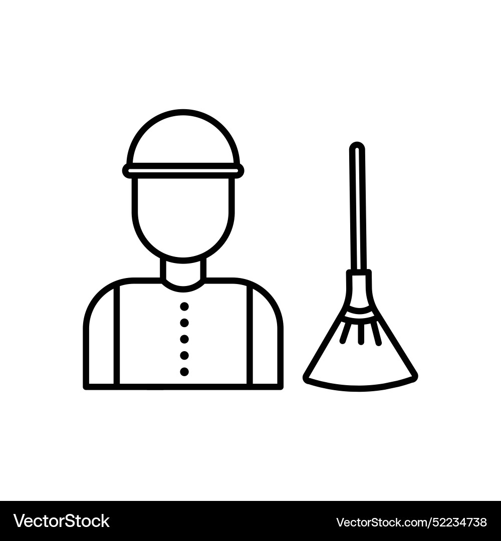 Janitor icon black line art logo Royalty Free Vector Image