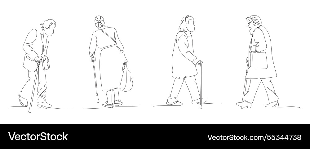 Ältere Menschen gehen mit Dosen Lizenzfreies Vektorbild