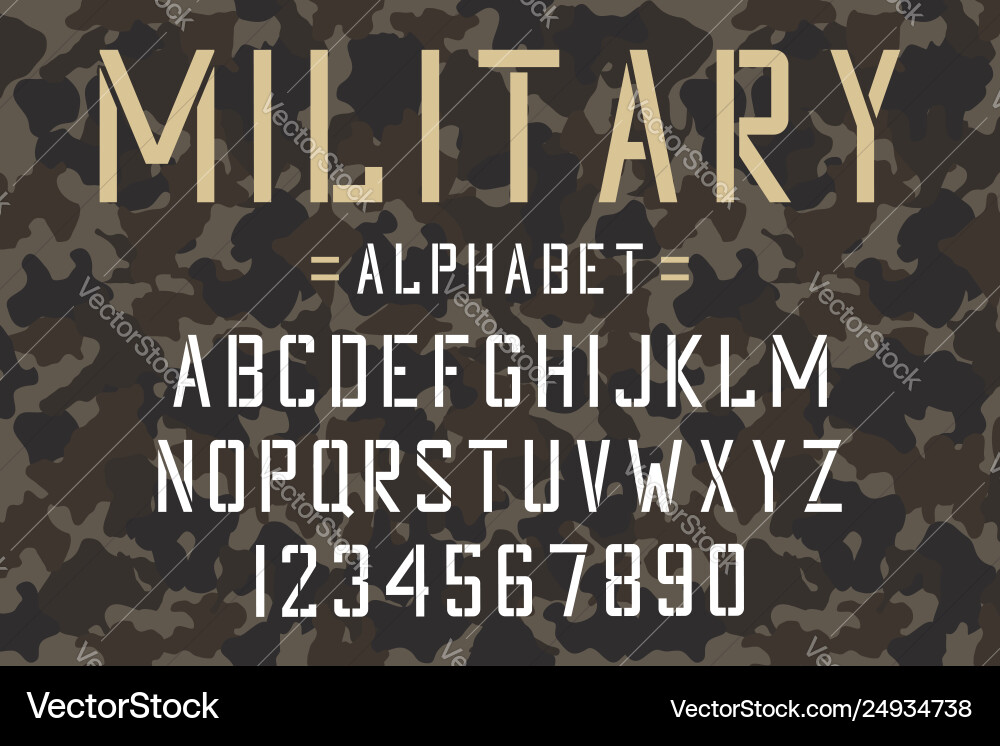 Military stencil font Royalty Free Vector Image