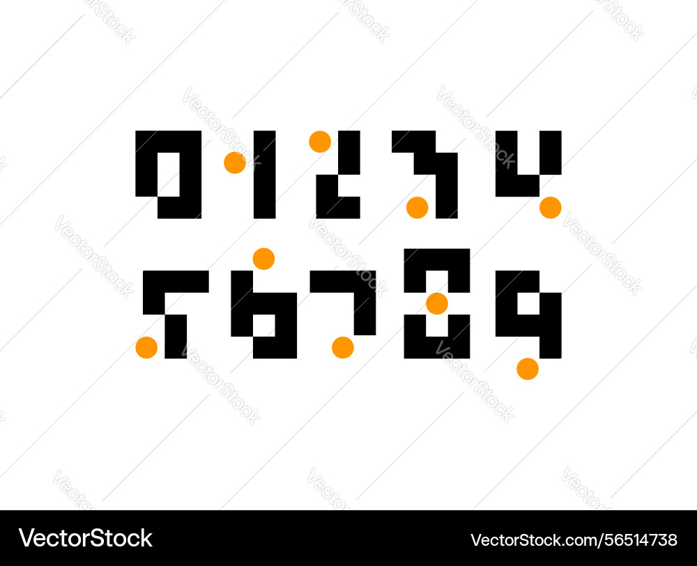 Pixel numbers digital numerals 0 to 9 Royalty Free Vector
