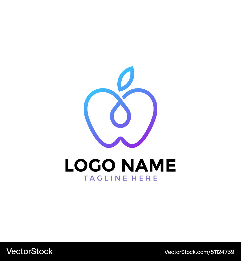 Apple line logo design template Royalty Free Vector Image