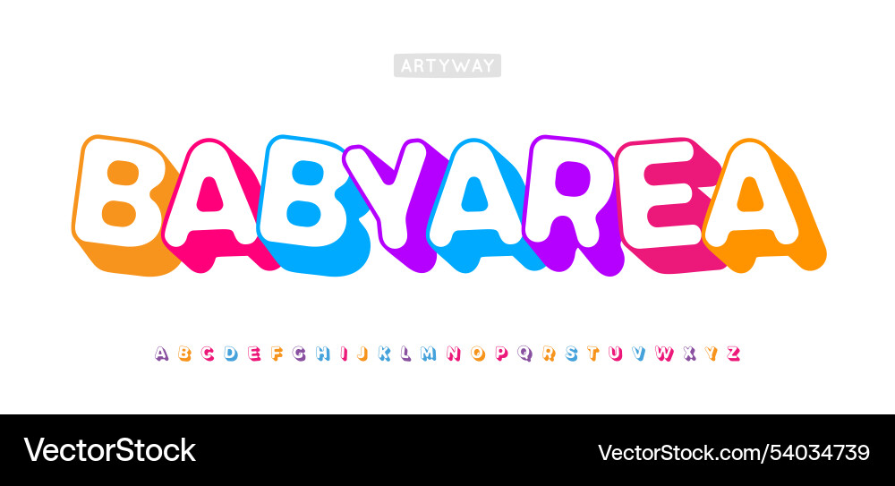 Bubble letter alphabet vibrant rounded letters Vector Image