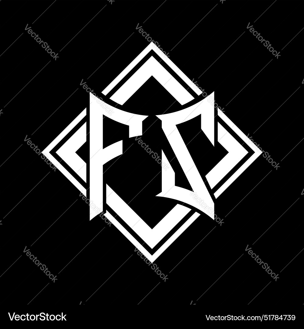 Fz letter logo abstract shield shape with square Vector Image
