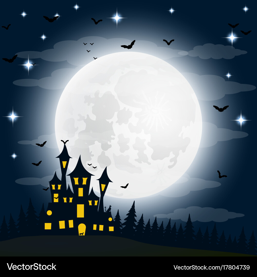 Halloween the witch s house on full moon Vector Image