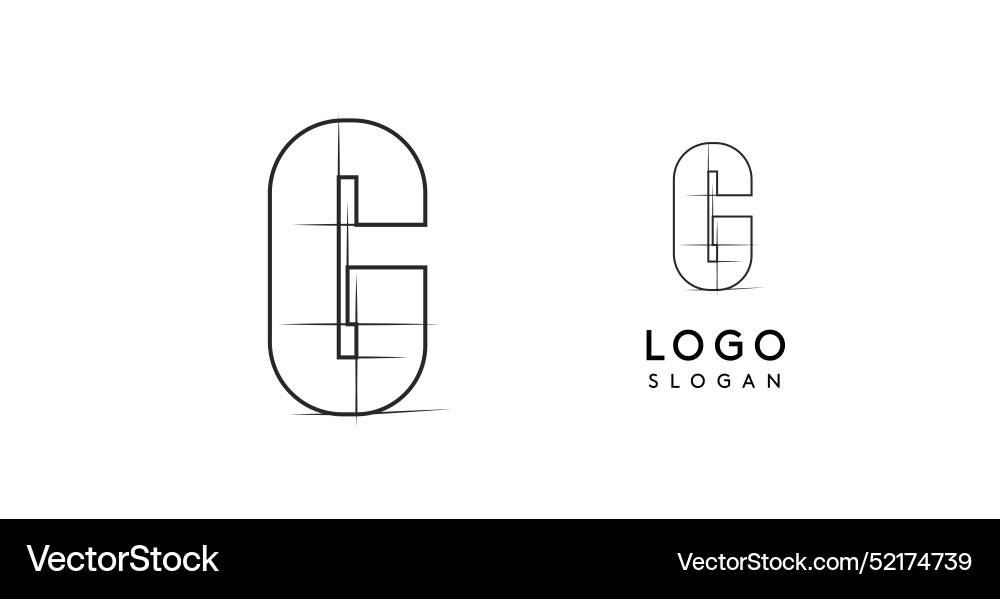 Letter g pencil drawn architectural blueprint Vector Image